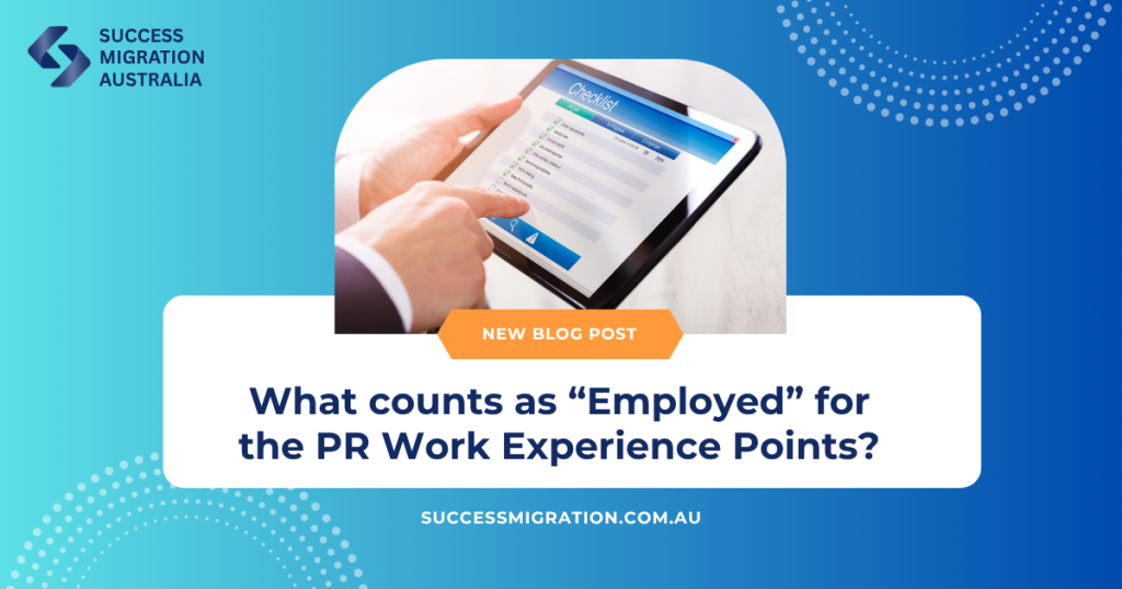 What counts as “Employed” for the PR Work Experience Points?